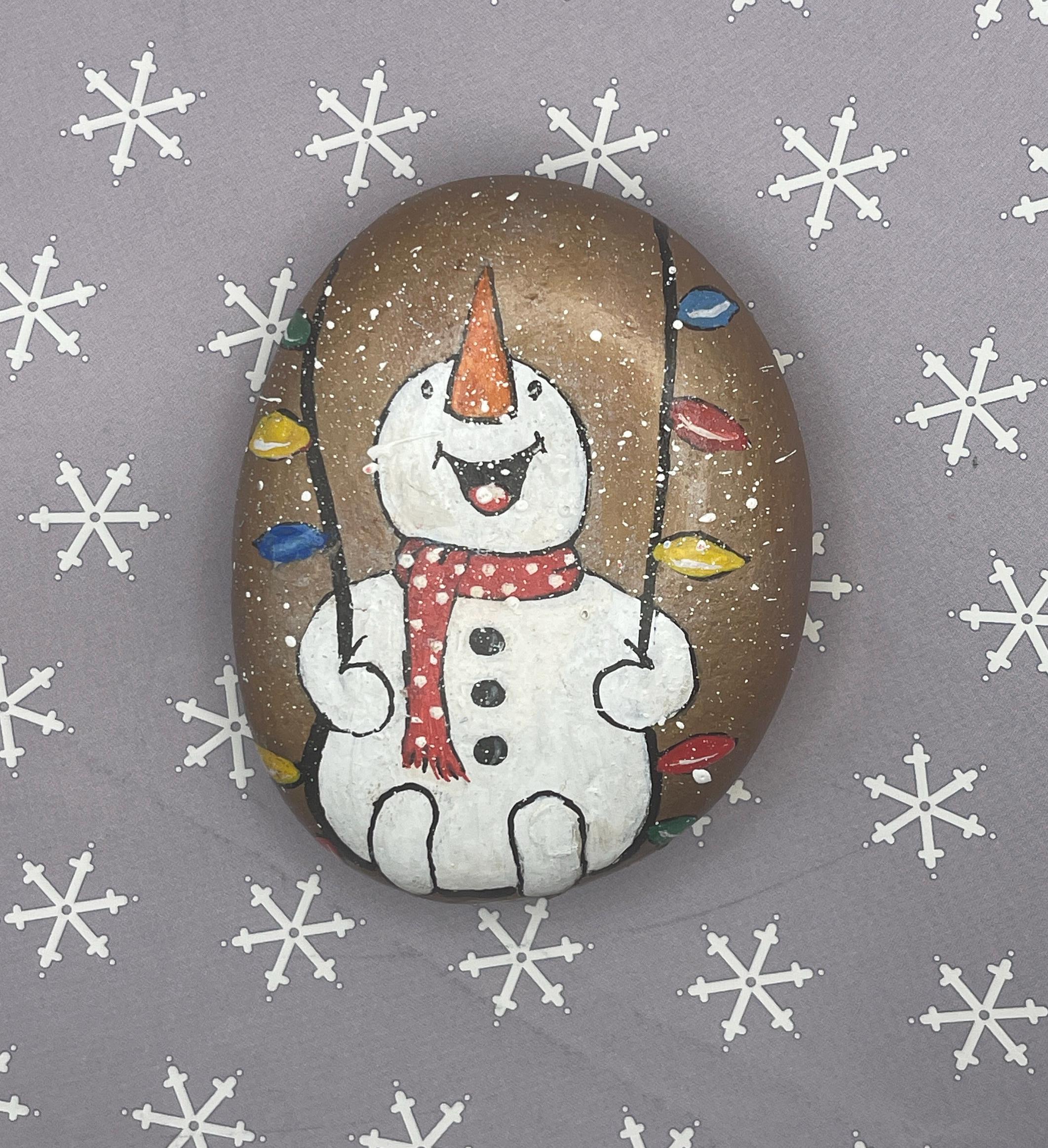 Whimsical Snowman on Christmas Light Swing in Snowfall, Christmas Gift ...
