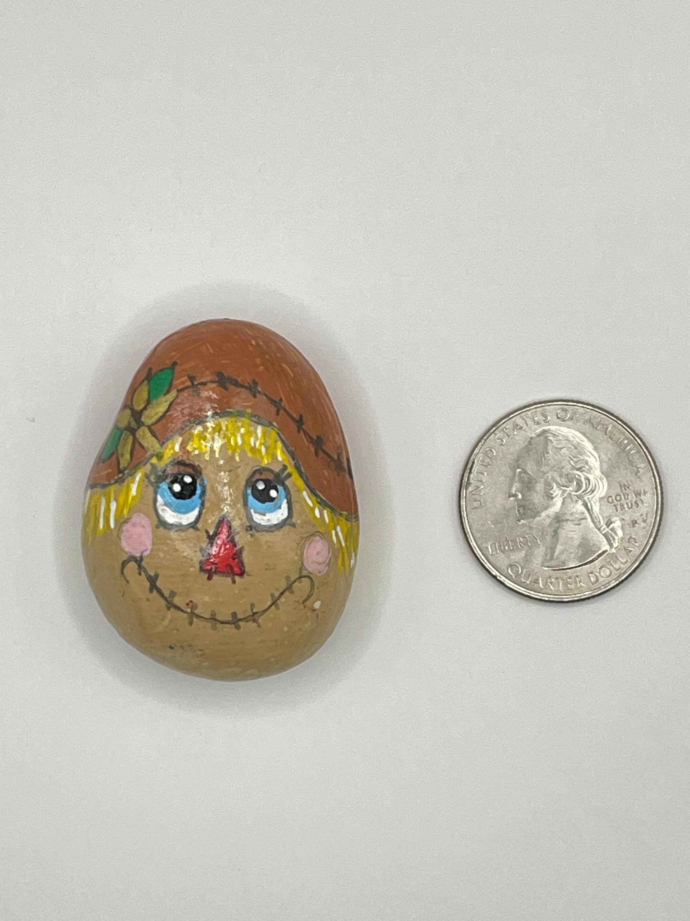 Cute Scarecrow, Fall Decor, Thanksgiving Art, Hand Painted Rock, Pebble ...