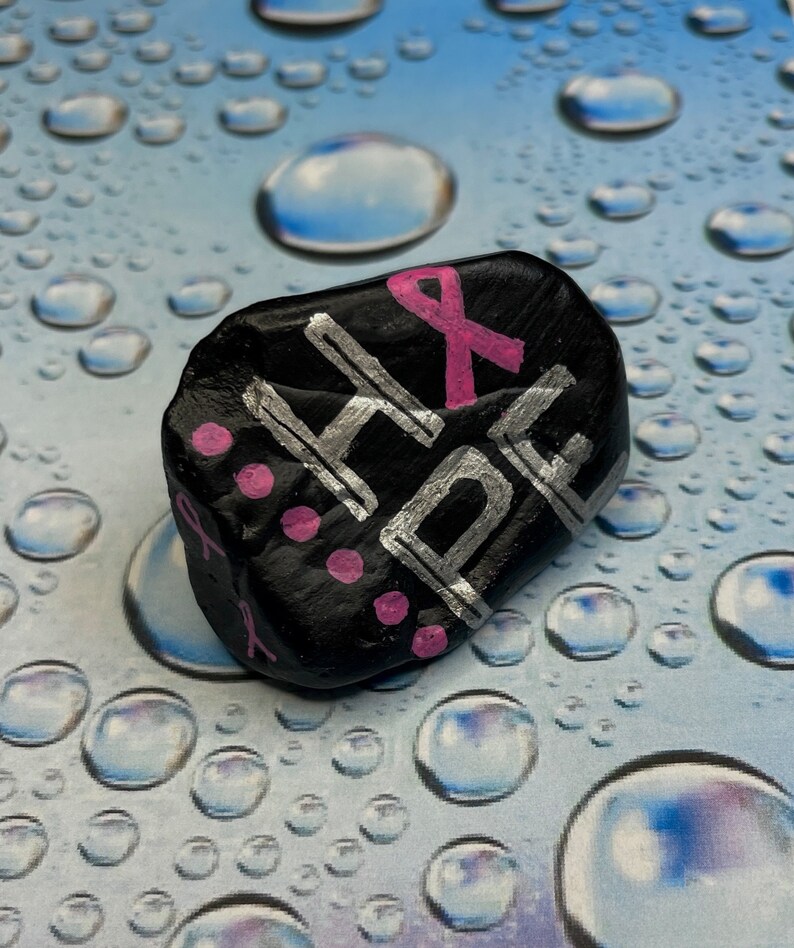 Hope, Breast Cancer Awareness, Pink Ribbon, October, Hand Painted Rock ...