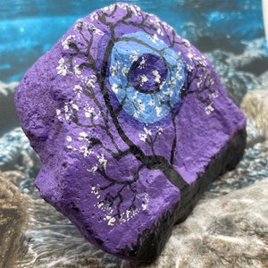 Silhouette Tree With Moon, Rock Painting, Stone Art - Etsy