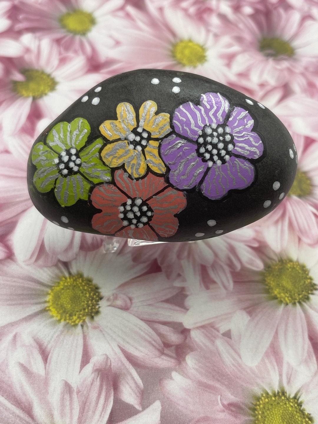 Pastel Flowers, Pebble Art, Painted Rock - Etsy