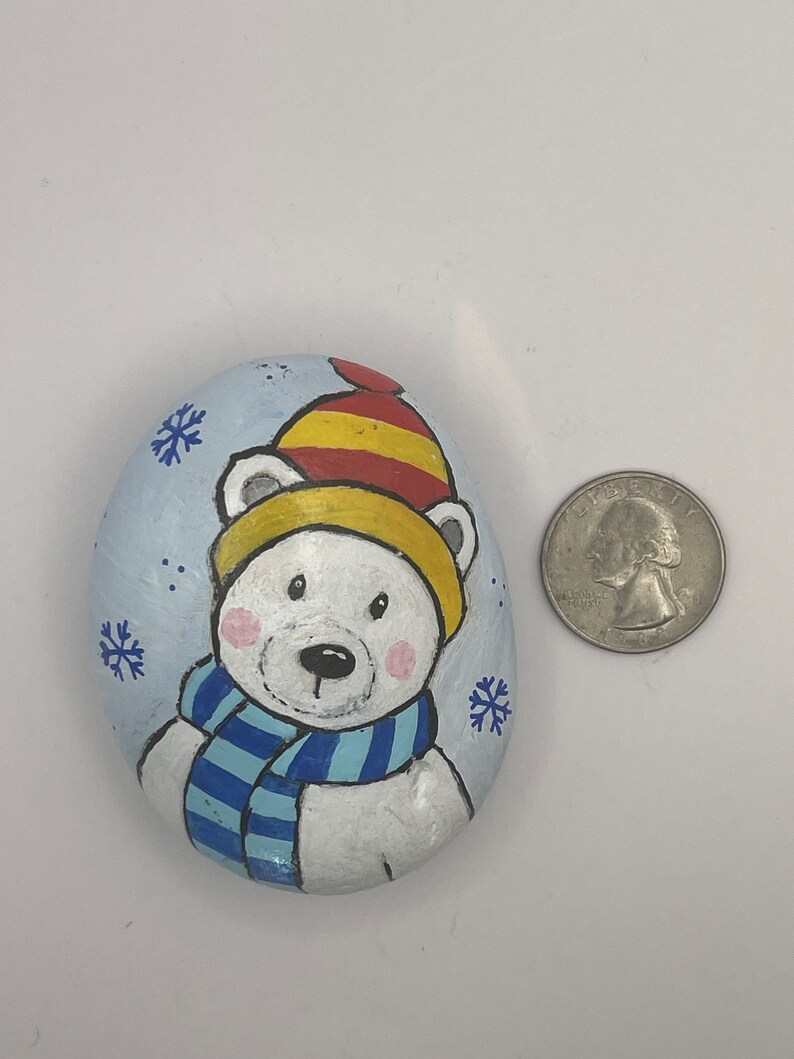 Polar Bear Wearing Scarf and Snow Hat, Christmas Gift, Winter Hand ...