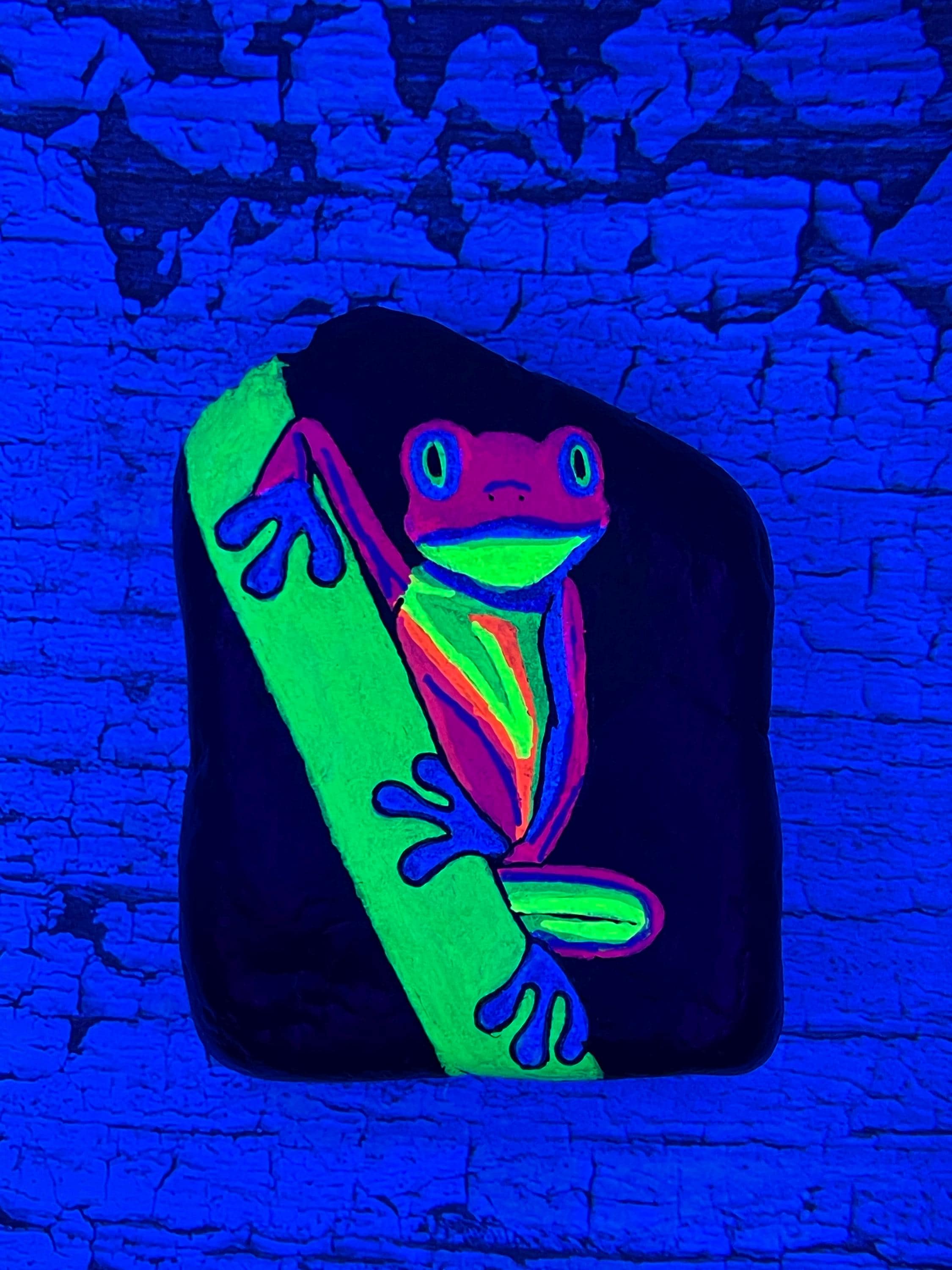 Neon Tree Frog, UV Black Light Painted Rock, Stone Painting - Etsy