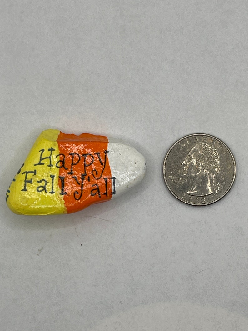 Cartoon Winking Candy Corn Hand Painted Rock, Halloween Rock Art, Cute ...