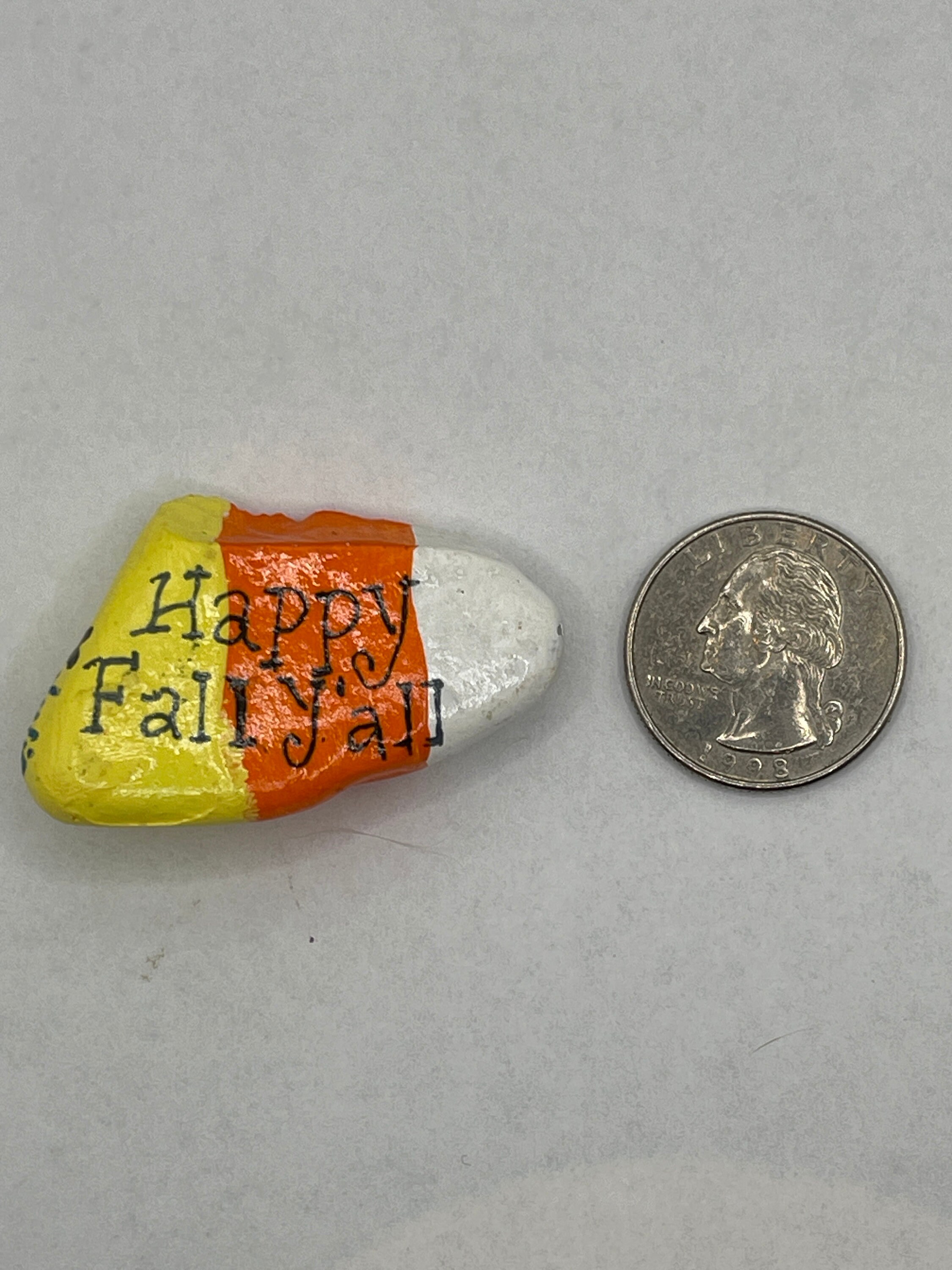 Cartoon Winking Candy Corn Hand Painted Rock, Halloween Rock Art, Cute ...