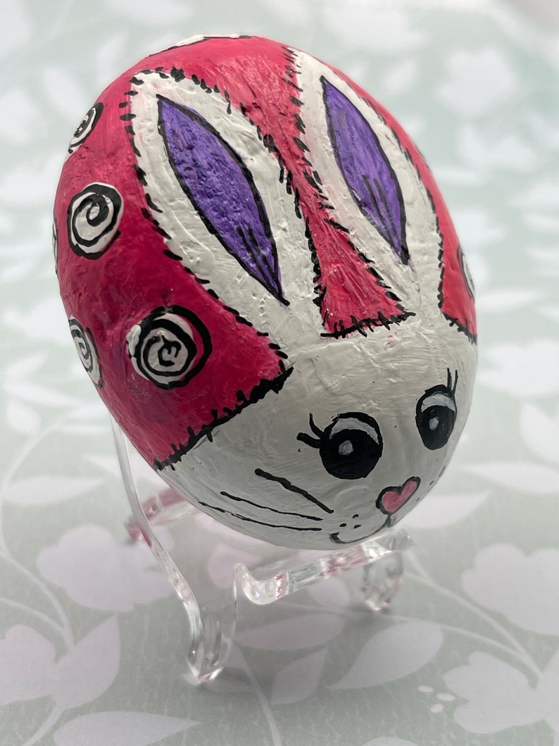 Cute Pink Easter Bunny Bug, Easter Decor, Spring Painted Rock, Stone ...