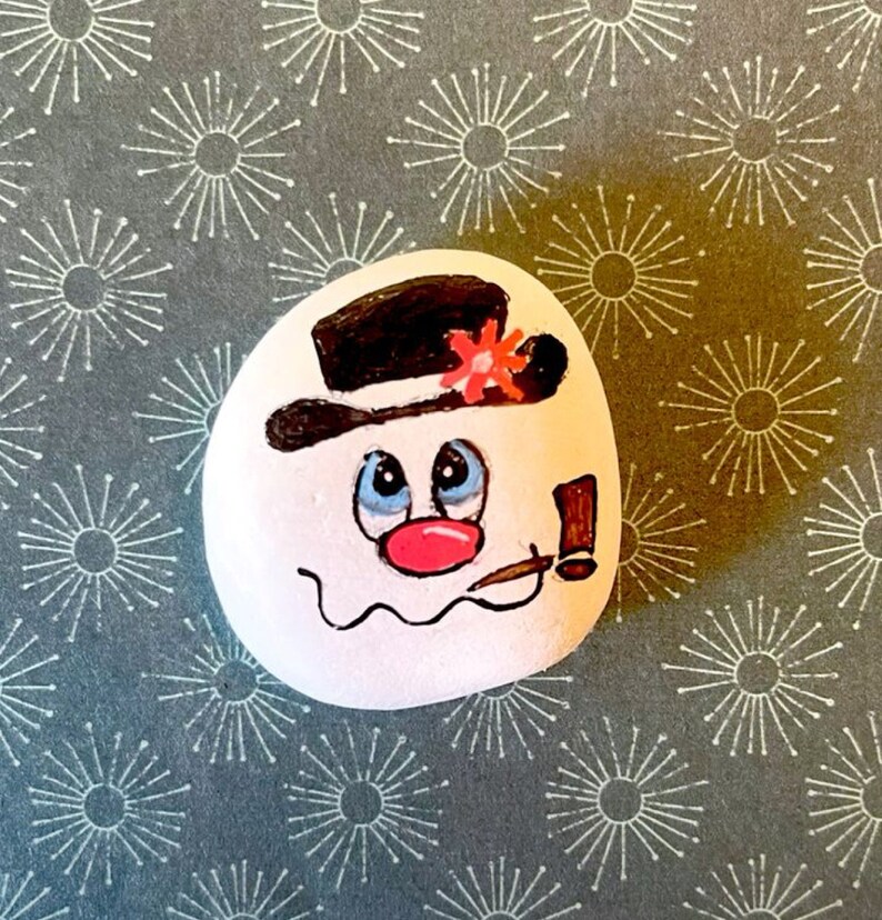 Whimsical Snowman With Pipe, Christmas Winter, Painted Rock, Stocking ...
