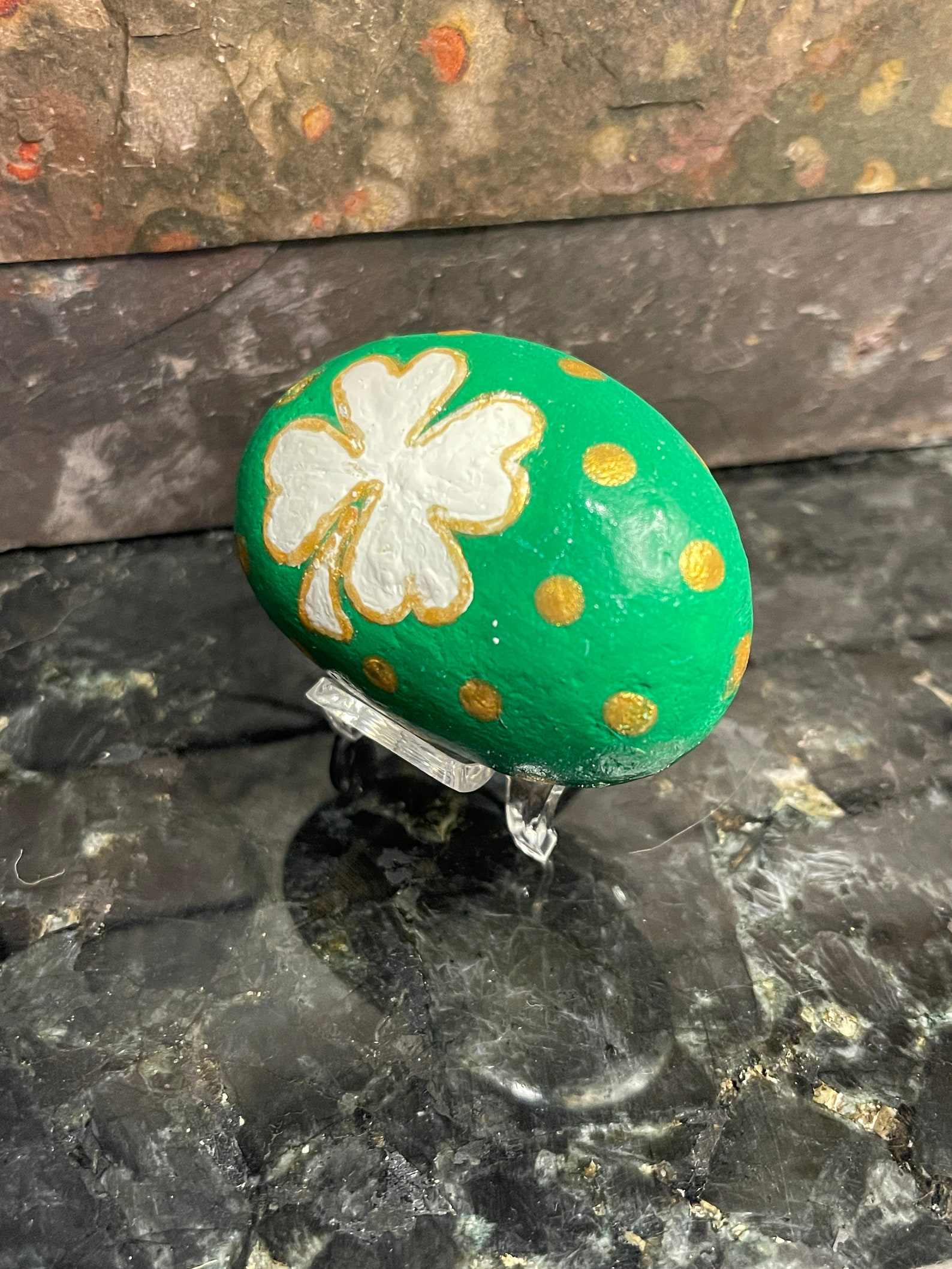 Four Leaf Clover With Gold, St. Patrick's Day, Irish Decor, Painted ...