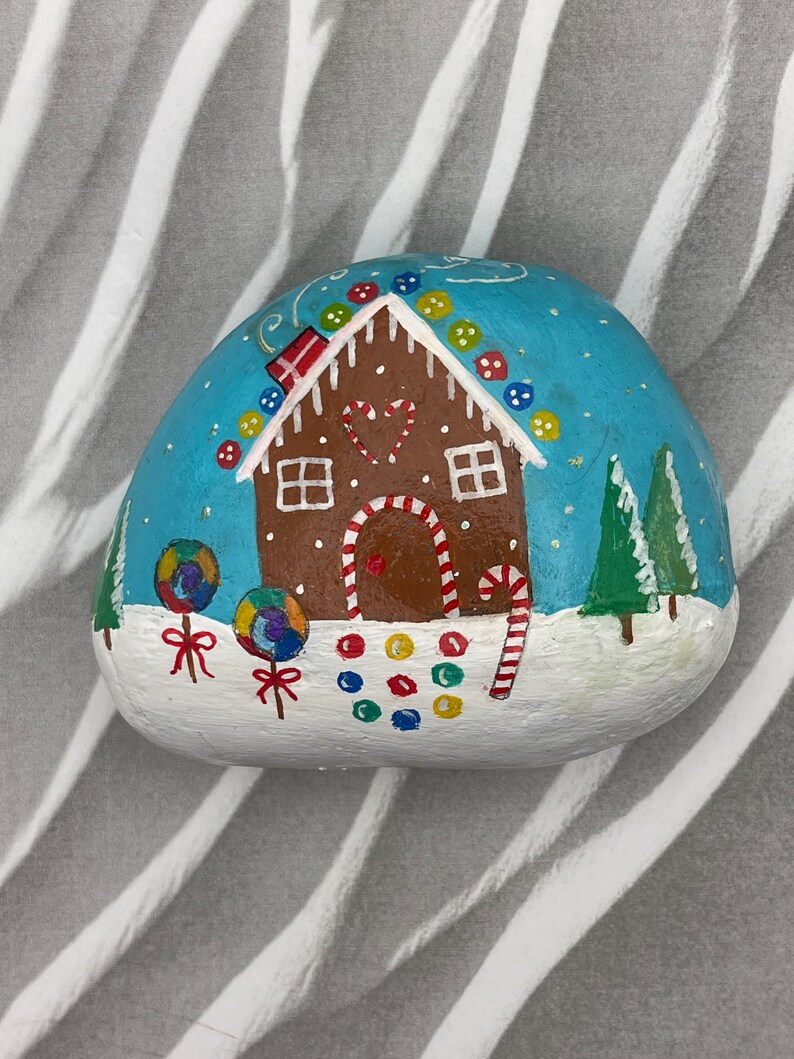 Cute Gingerbread House, Winter Decor, Painted Rock, Christmas Gift - Etsy