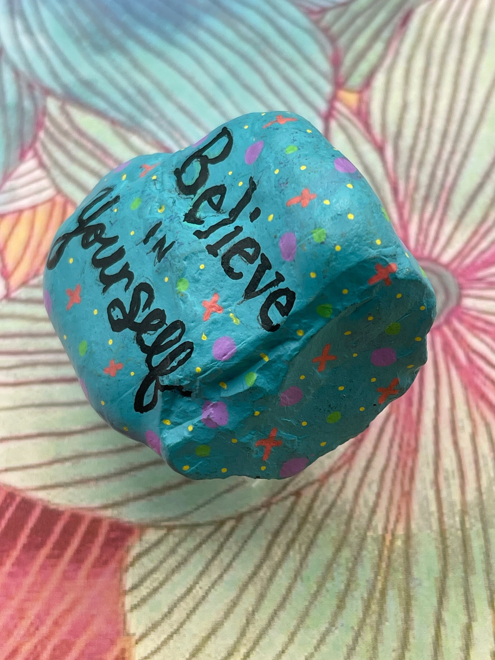 Believe in Yourself, Inspirational Hand Painted Rock, Positivity Pebble ...
