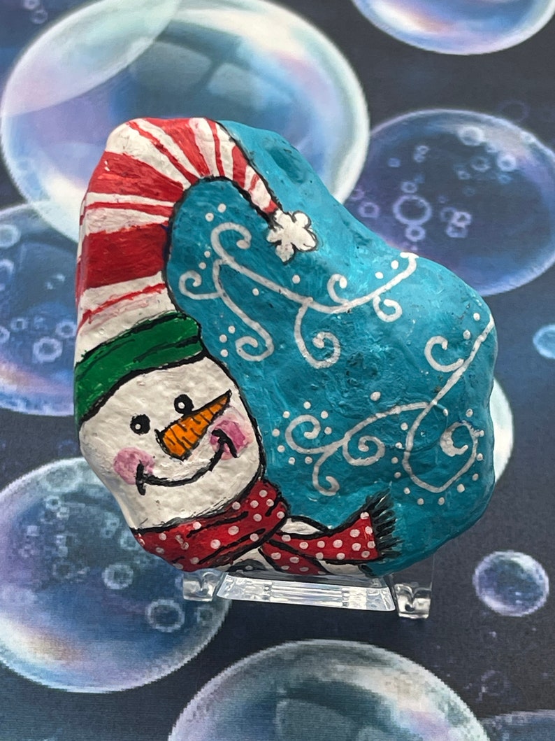 Whimsical Winter Snowman With Candy Cane Hat and Scarf, Christmas ...