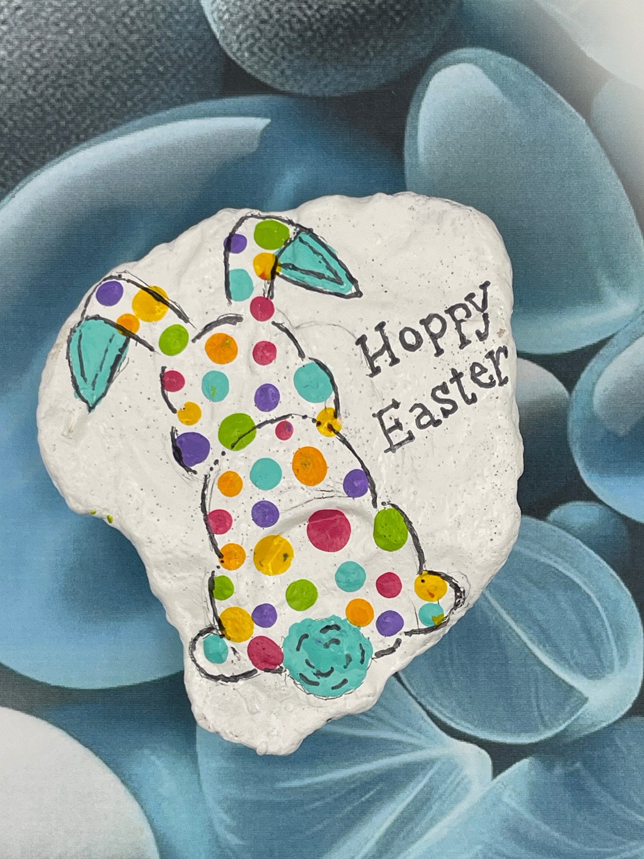 Polka Dot Easter Bunny Backside, Hoppy Easter, Painted Rock, Stone ...