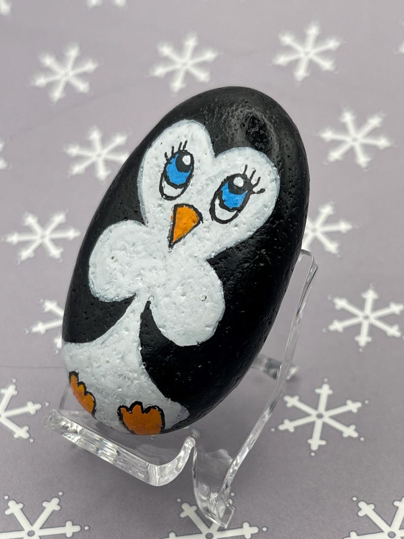 Penguin Painted Rock, Pebble Animal Art, Stone Painting - Etsy