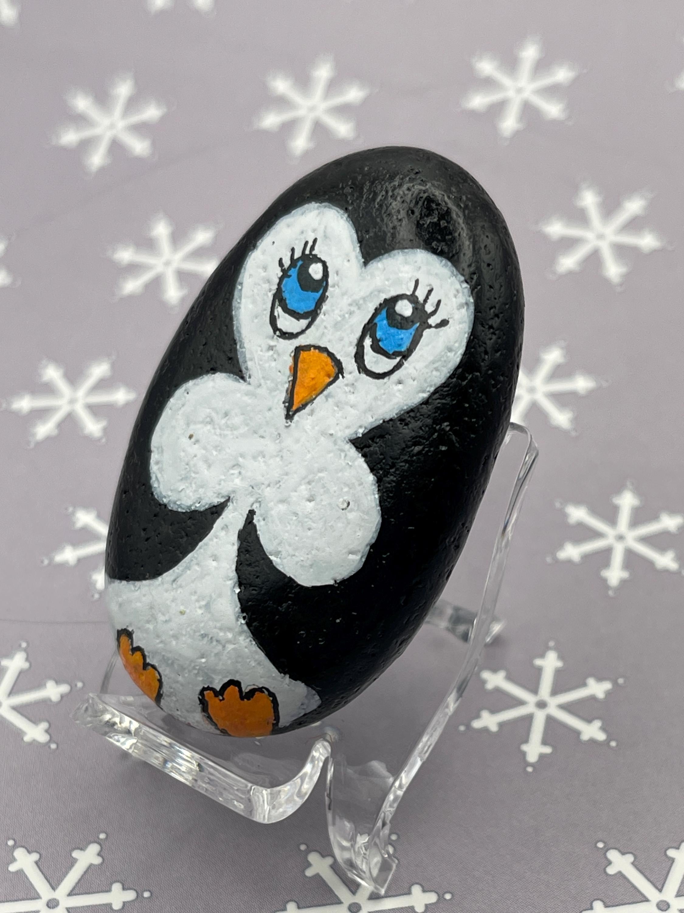 Penguin Painted Rock, Pebble Animal Art, Stone Painting - Etsy