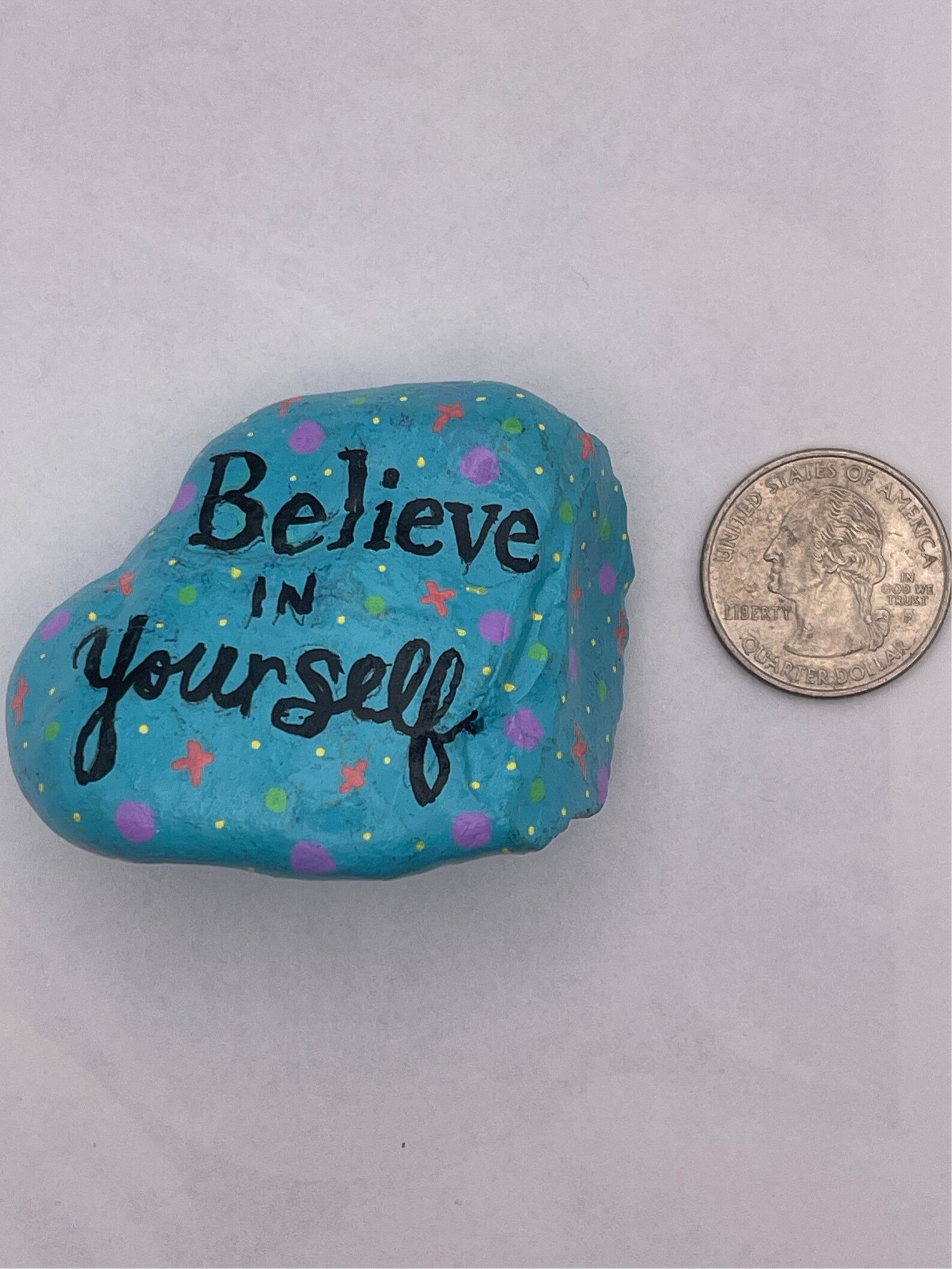 Believe in Yourself, Inspirational Hand Painted Rock, Positivity Pebble ...