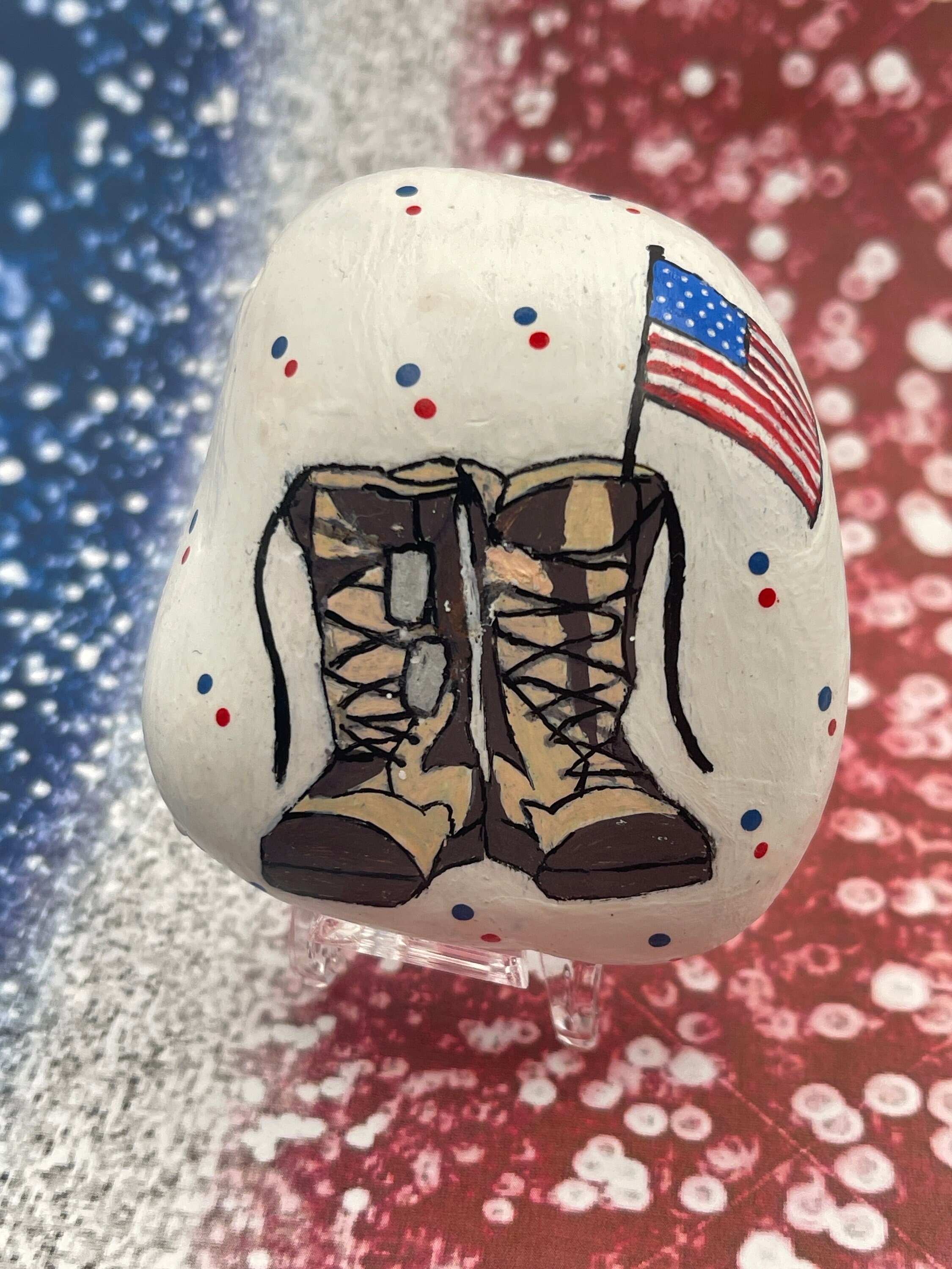 Military Combat Soldier Boots With Dog Tags and American Flag, All Gave ...