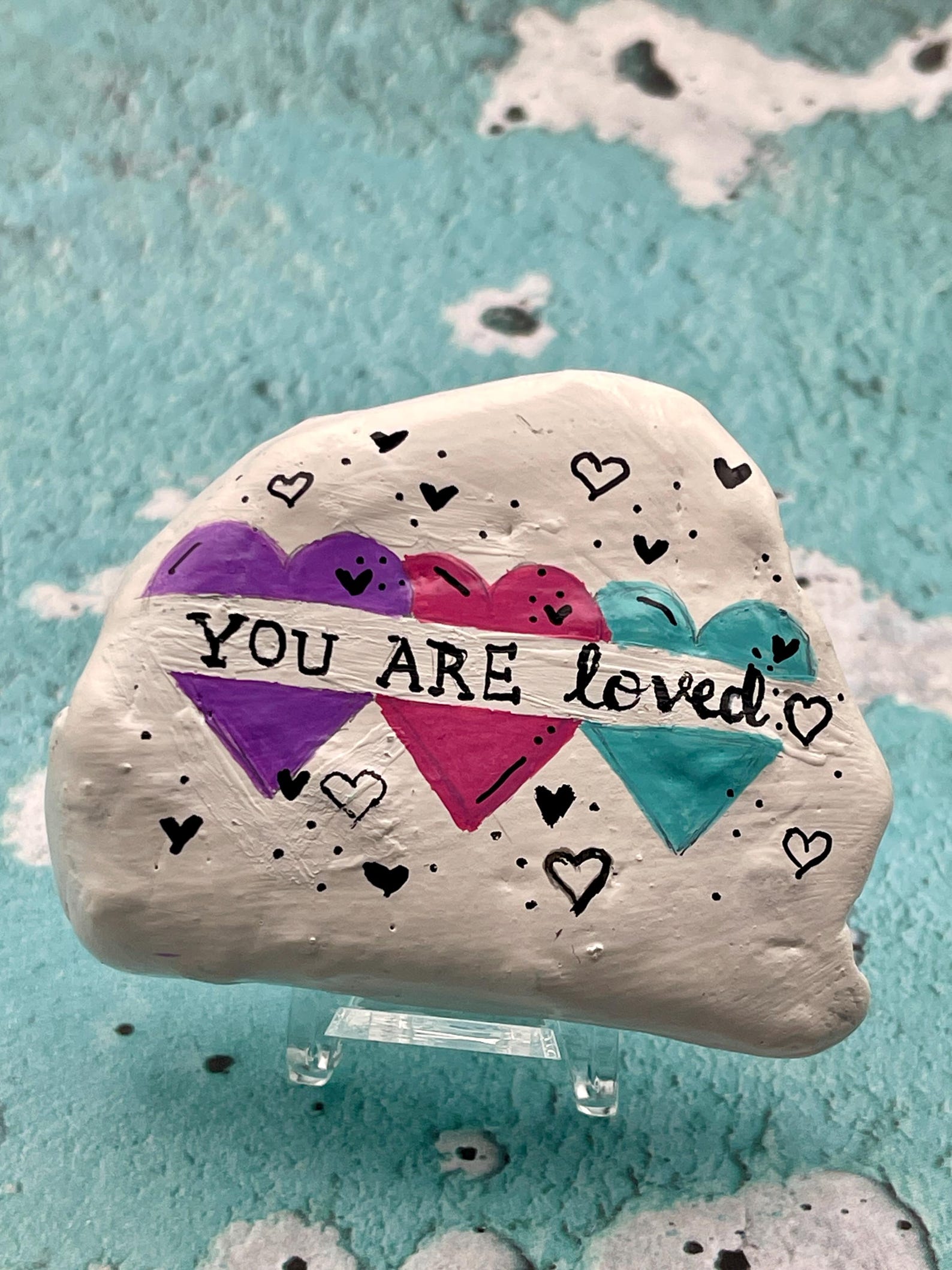 You Are Loved Overlapping Hearts, Unique Valentine Gift, Painted Rock ...