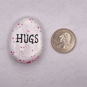 Whimsical Smiling Red Heart, Hugs, Valentine Decor, Painted Rock, Stone ...