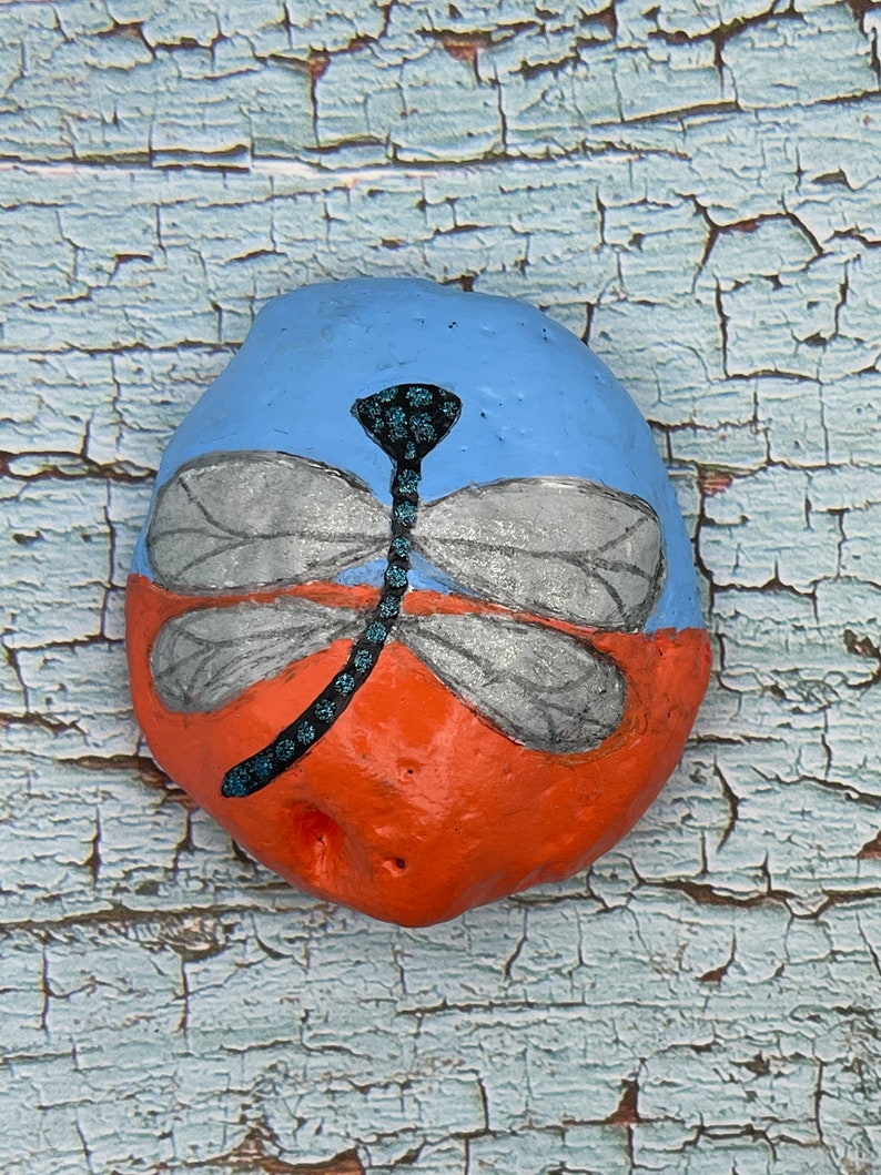 Summer Dragonfly, Painted Rock, Painted Stone Art - Etsy