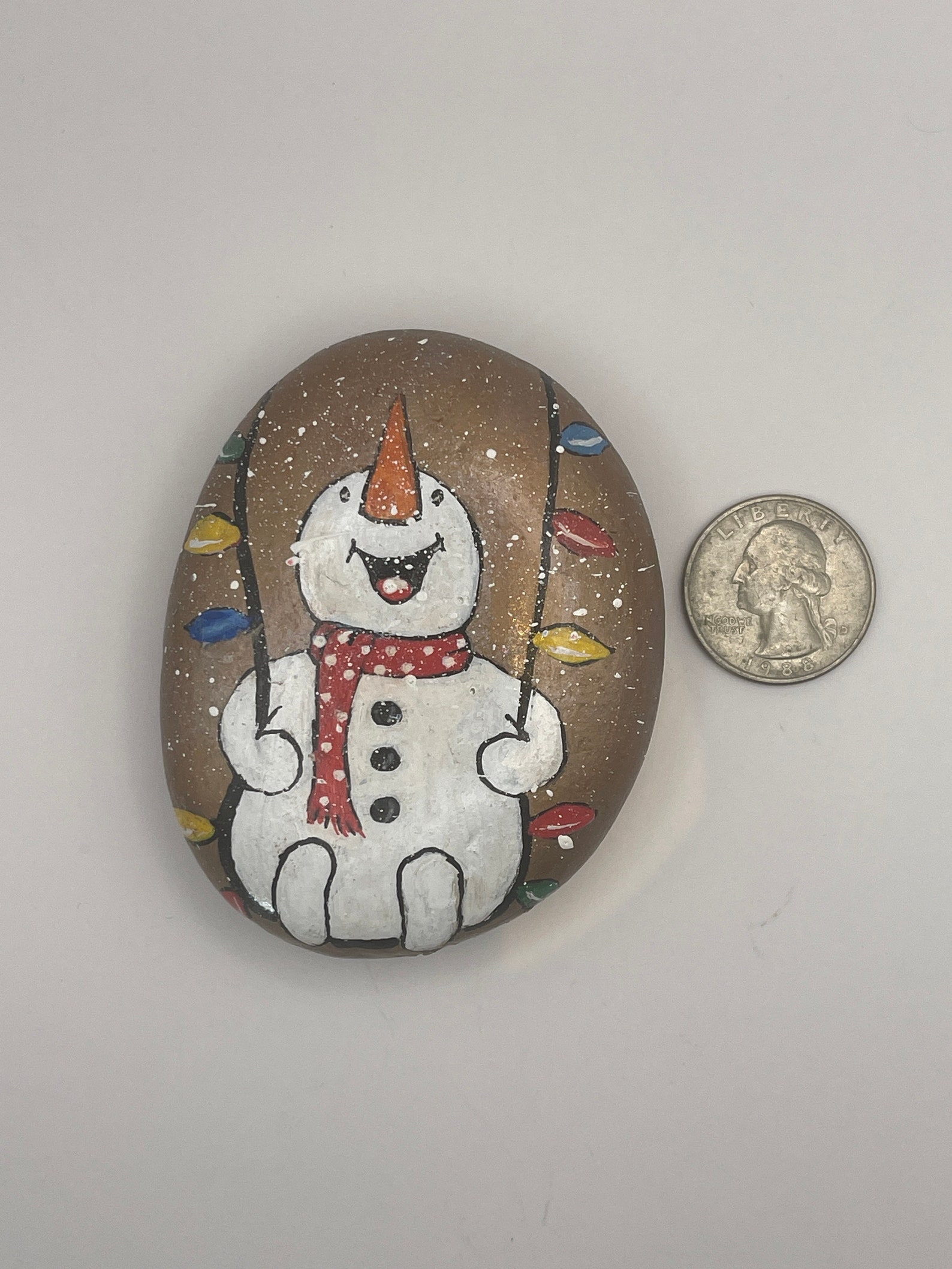 Whimsical Snowman on Christmas Light Swing in Snowfall, Christmas Gift ...
