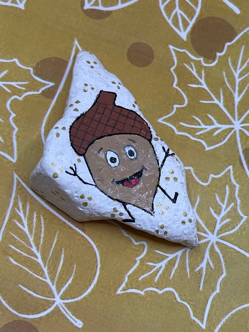 Cute Whimsical Acorn, It’s Fall Y’all Art, Hand Painted Rock, Autumn ...