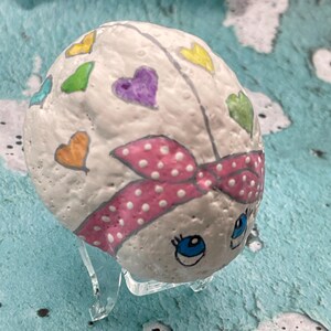 Pink Bandana Bug With Pastel Hearts, Valentine Gift, Painted Rock ...