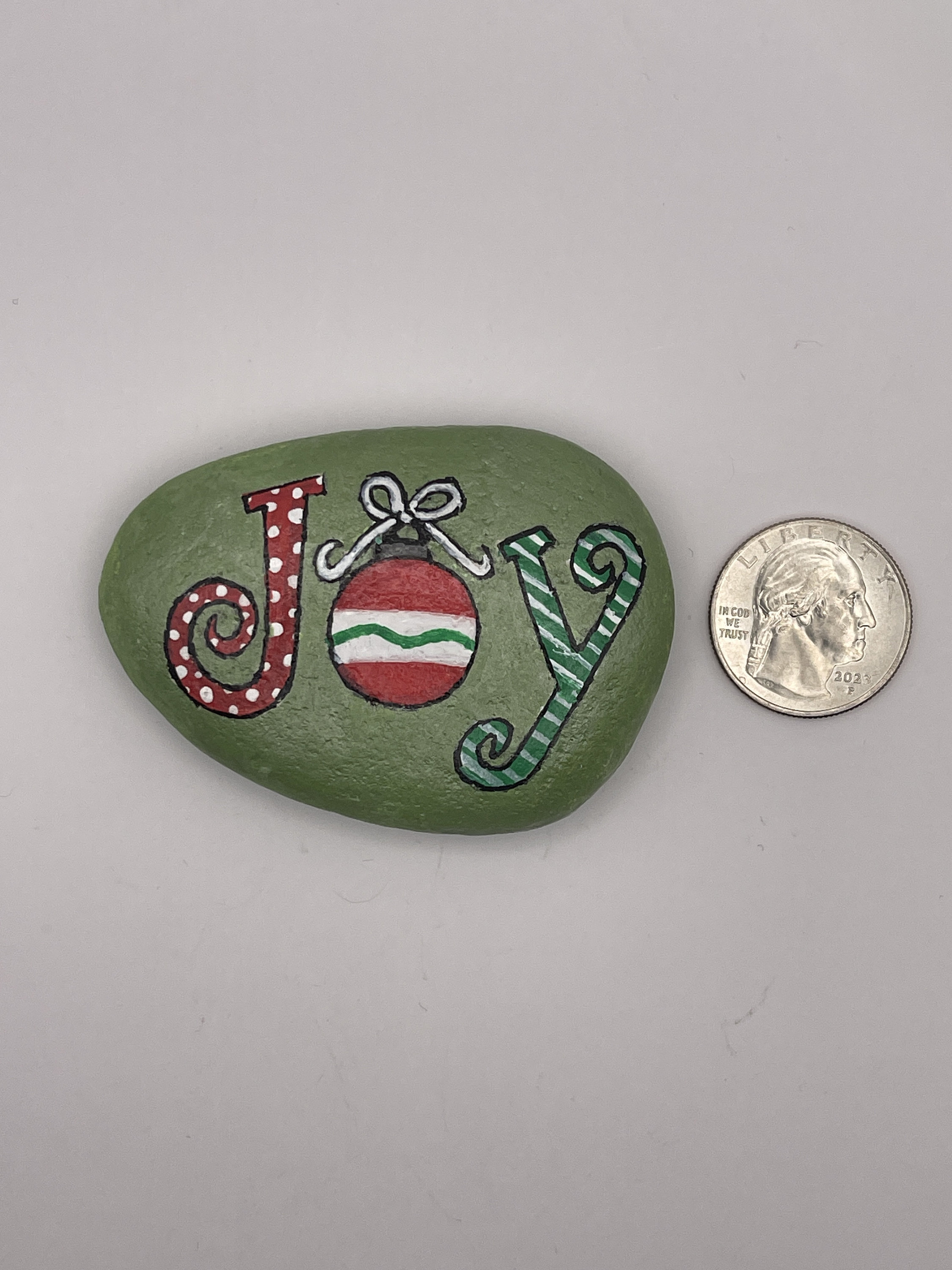 Joy Christmas Painted Rock, Winter Decor, Christmas Gift, Stone ...