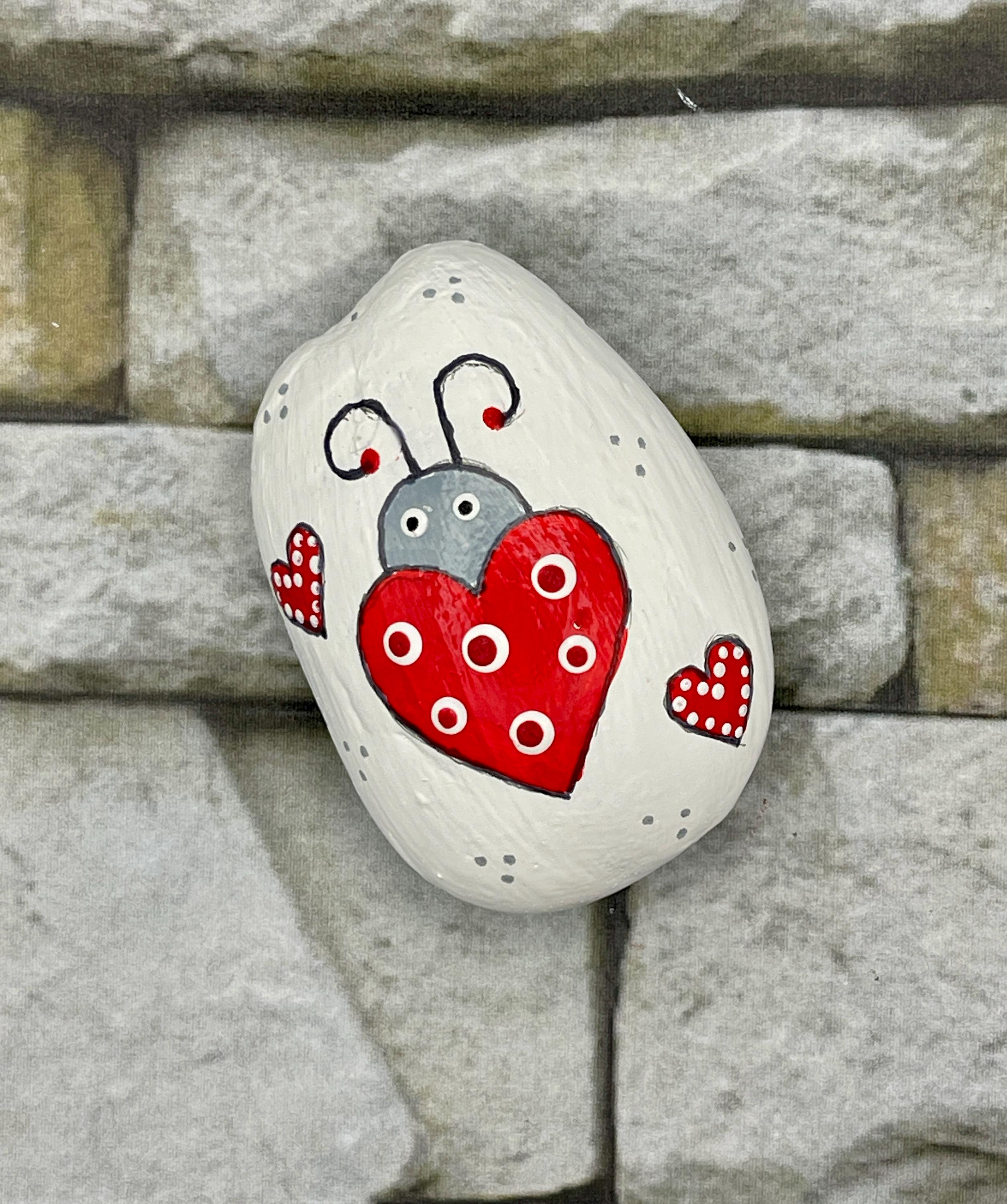 Adorable Heart Shaped Love Bug, Unique Valentine Gift, Painted Rock - Etsy