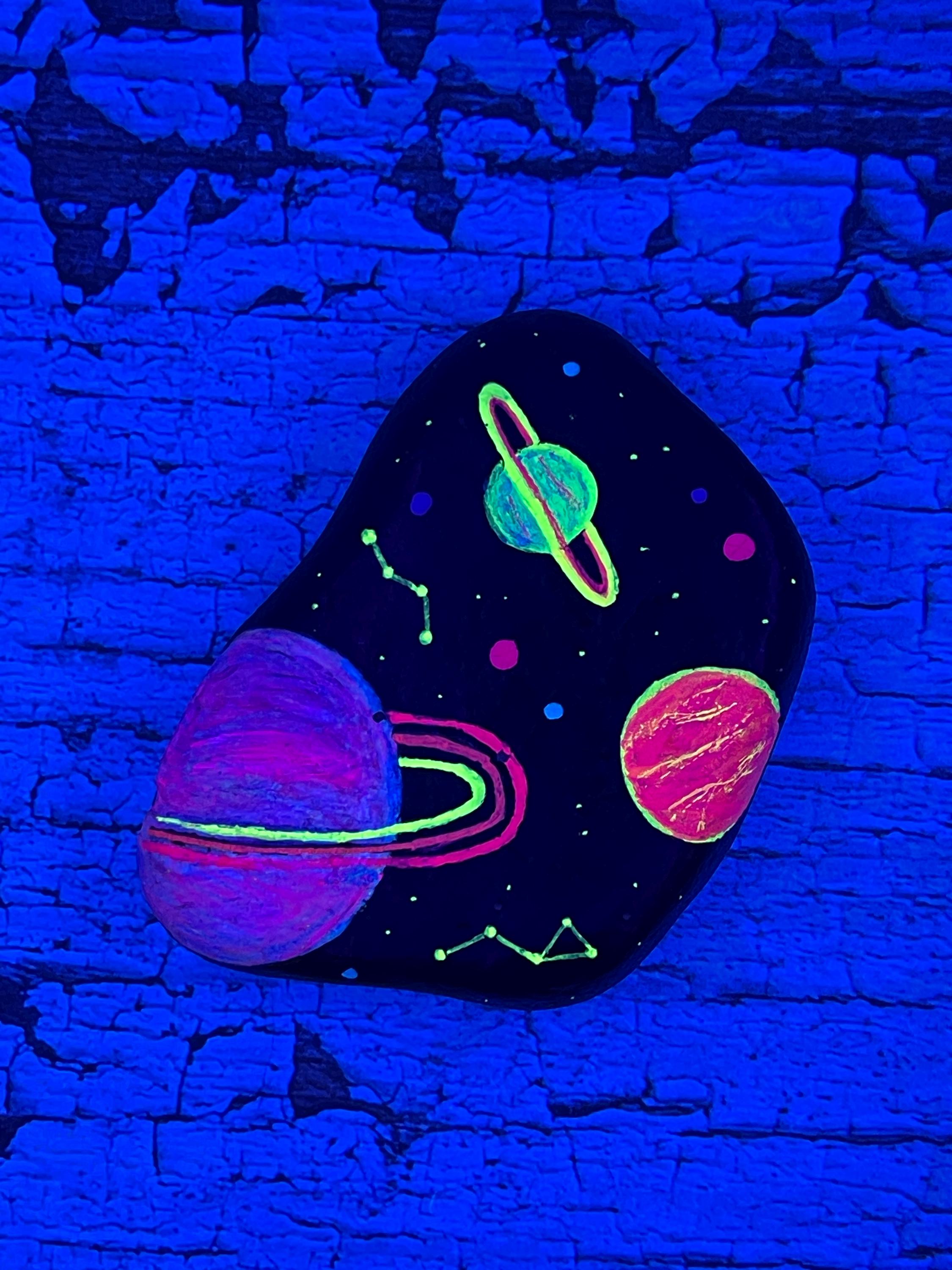 Fluorescent Planets Solar System, Black Light Painted Rock, Trippy Art ...