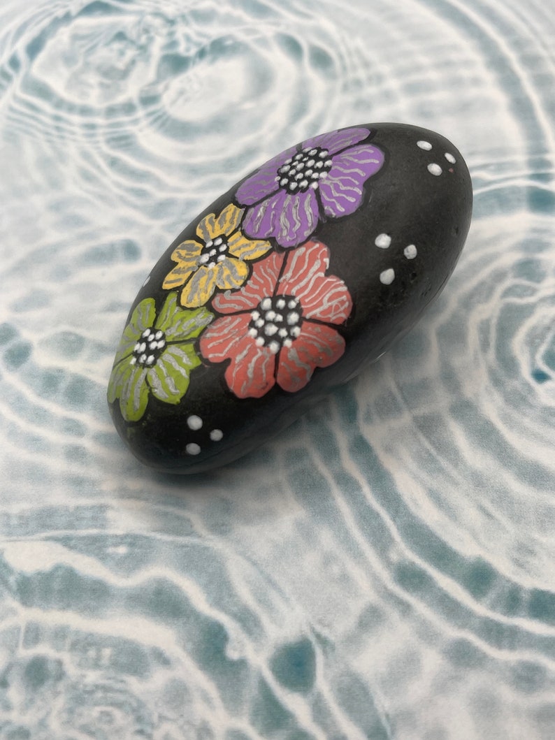 Pastel Flowers, Pebble Art, Painted Rock - Etsy