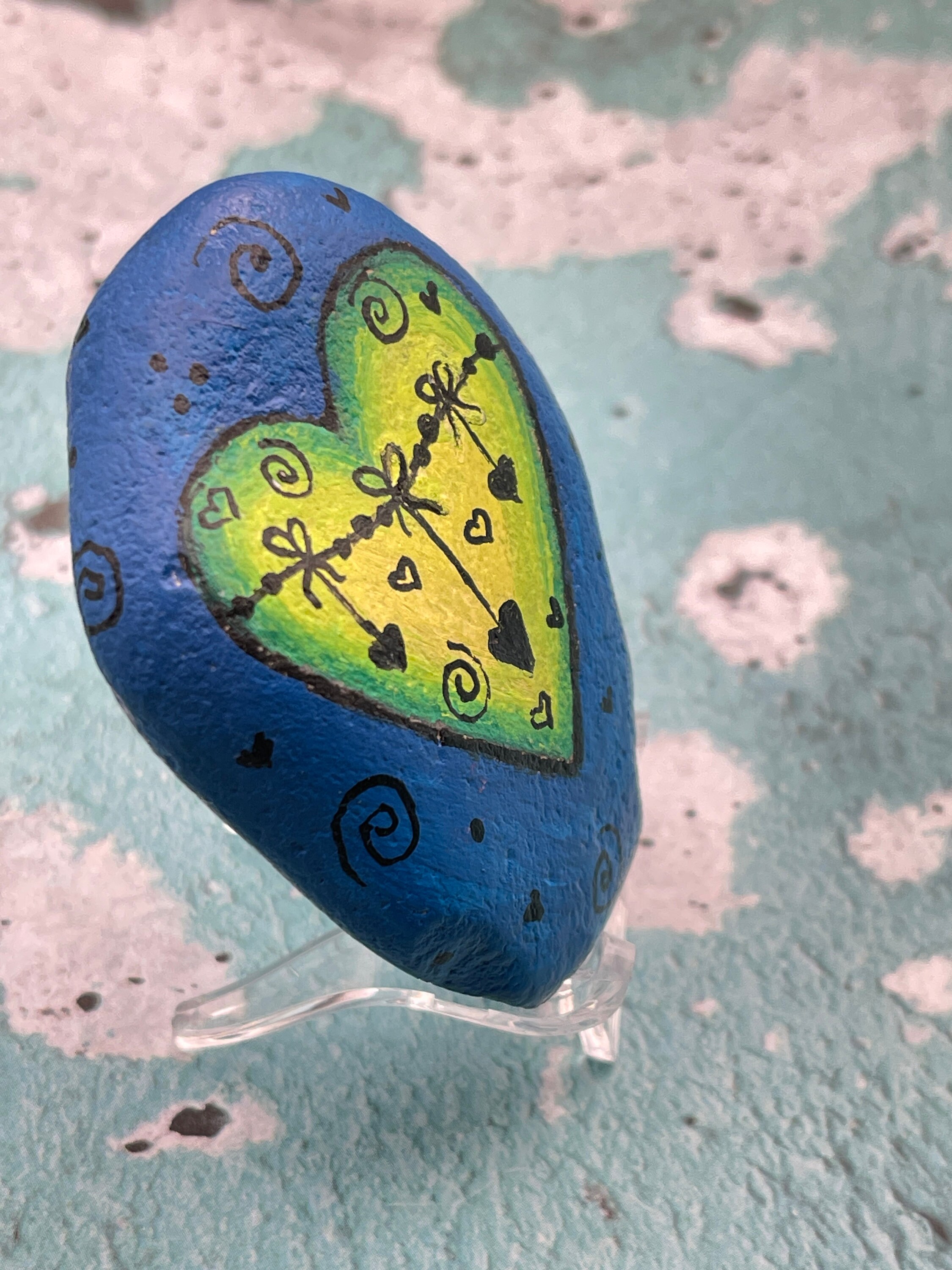 Decorative Heart, Dangle Art, Valentine Gift, Painted Rock, Stone ...