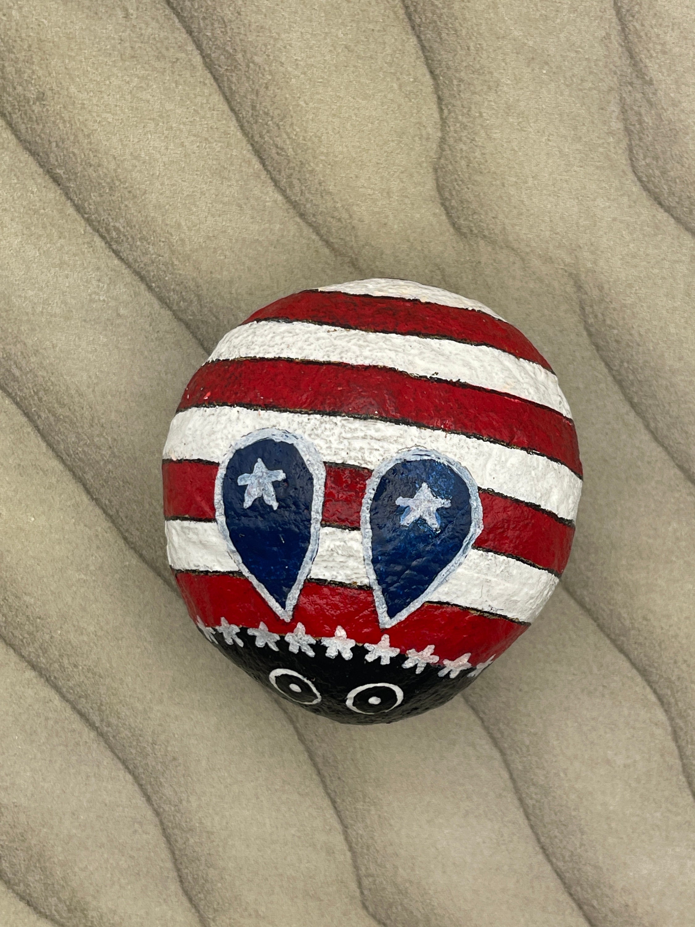 Large Stars and Stripes Ladybug, Patriotic Painted Rock, American Flag ...