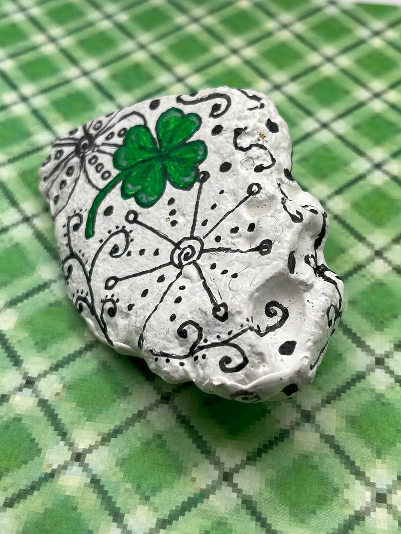 Black and White Abstract Art With Green Clover, St. Patrick's Day ...
