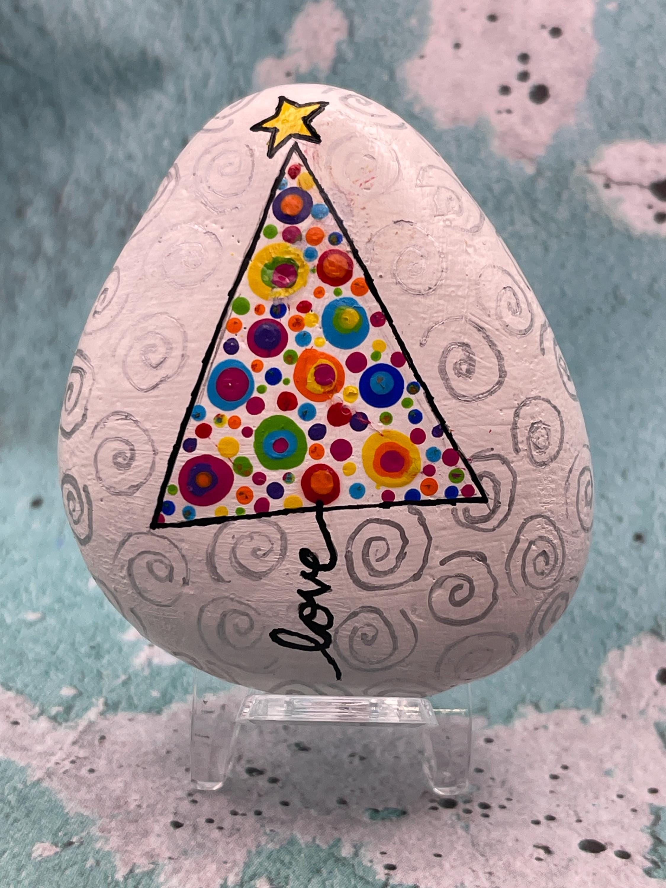 Dot Art Love Colorful Christmas Tree, Holiday Painted Rock, Stone Art ...