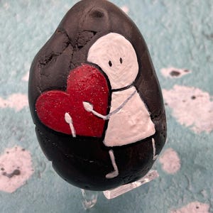 Cute Love Stick Figure Hugging Glitter Red Heart, Romantic Valentine ...