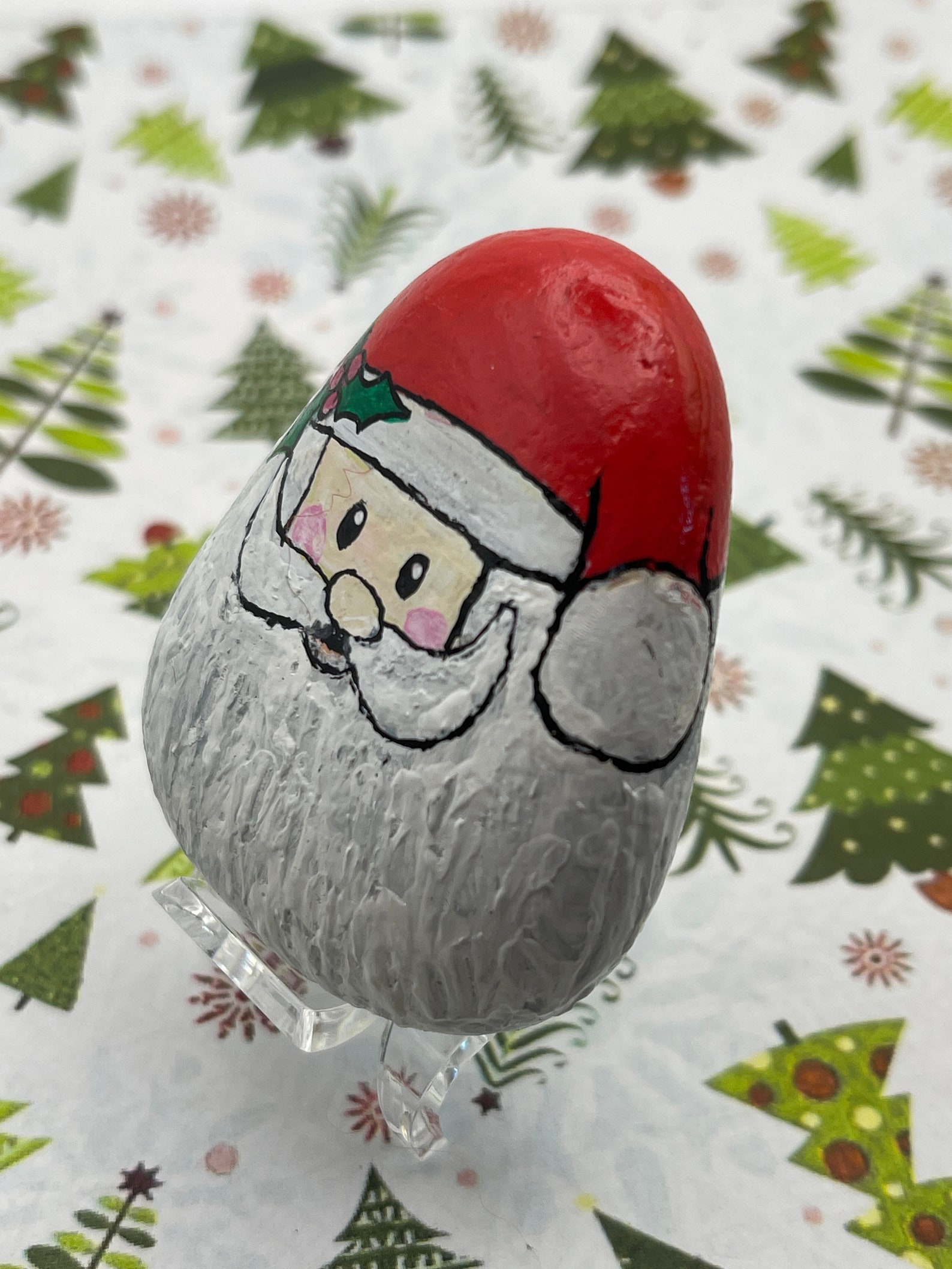 Cute Whimsical Santa Claus, Christmas Holiday, Painted Rock, Pebble Art ...