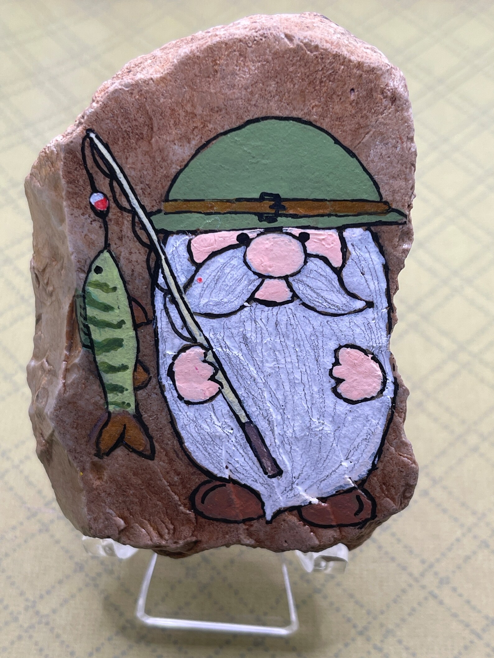Fisherman Fisher Gnome, Gone Fishing, Painted Rock - Etsy