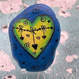 Decorative Heart, Dangle Art, Valentine Gift, Painted Rock, Stone ...
