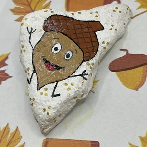 Cute Whimsical Acorn, It’s Fall Y’all Art, Hand Painted Rock, Autumn ...