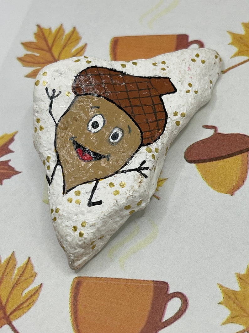 Cute Whimsical Acorn, It’s Fall Y’all Art, Hand Painted Rock, Autumn ...