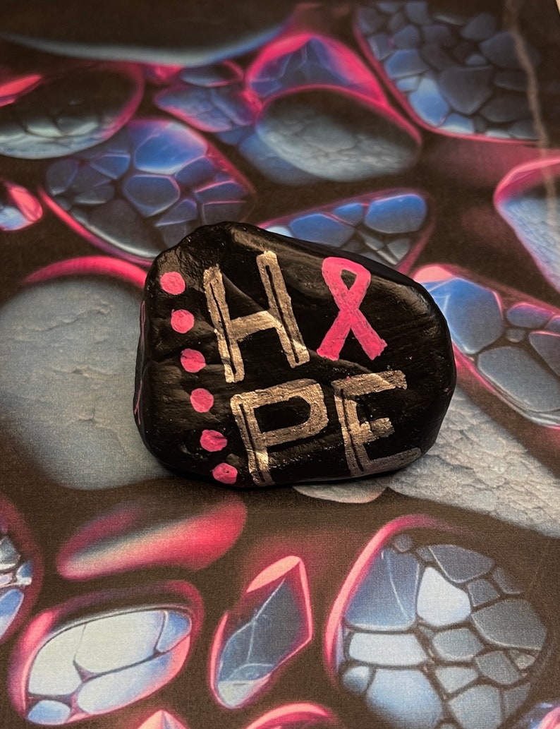 Hope, Breast Cancer Awareness, Pink Ribbon, October, Hand Painted Rock ...