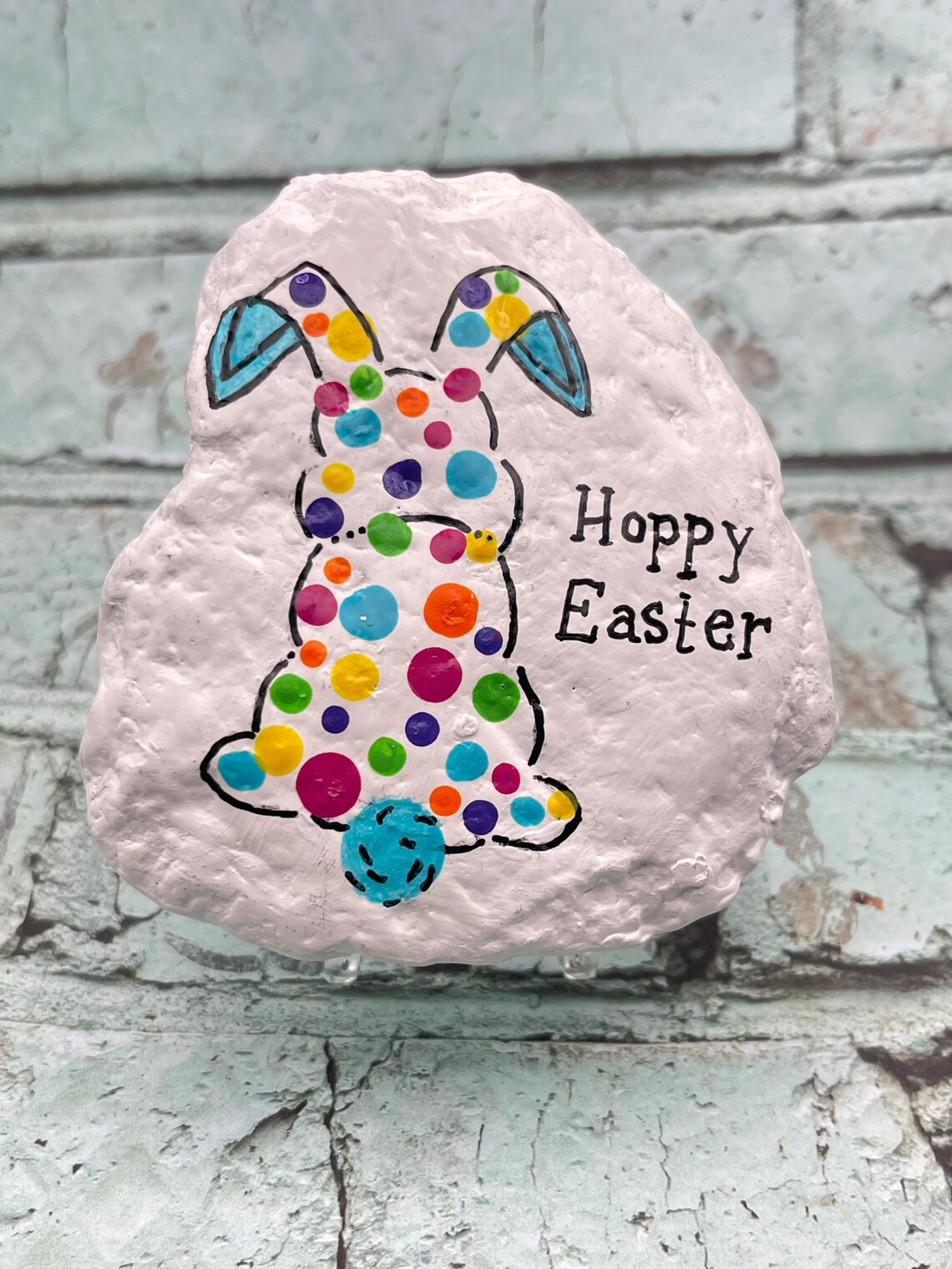 Bunny Butt Easter Painted Rock, Hoppy Easter Decor, Polka Dot Bunny ...