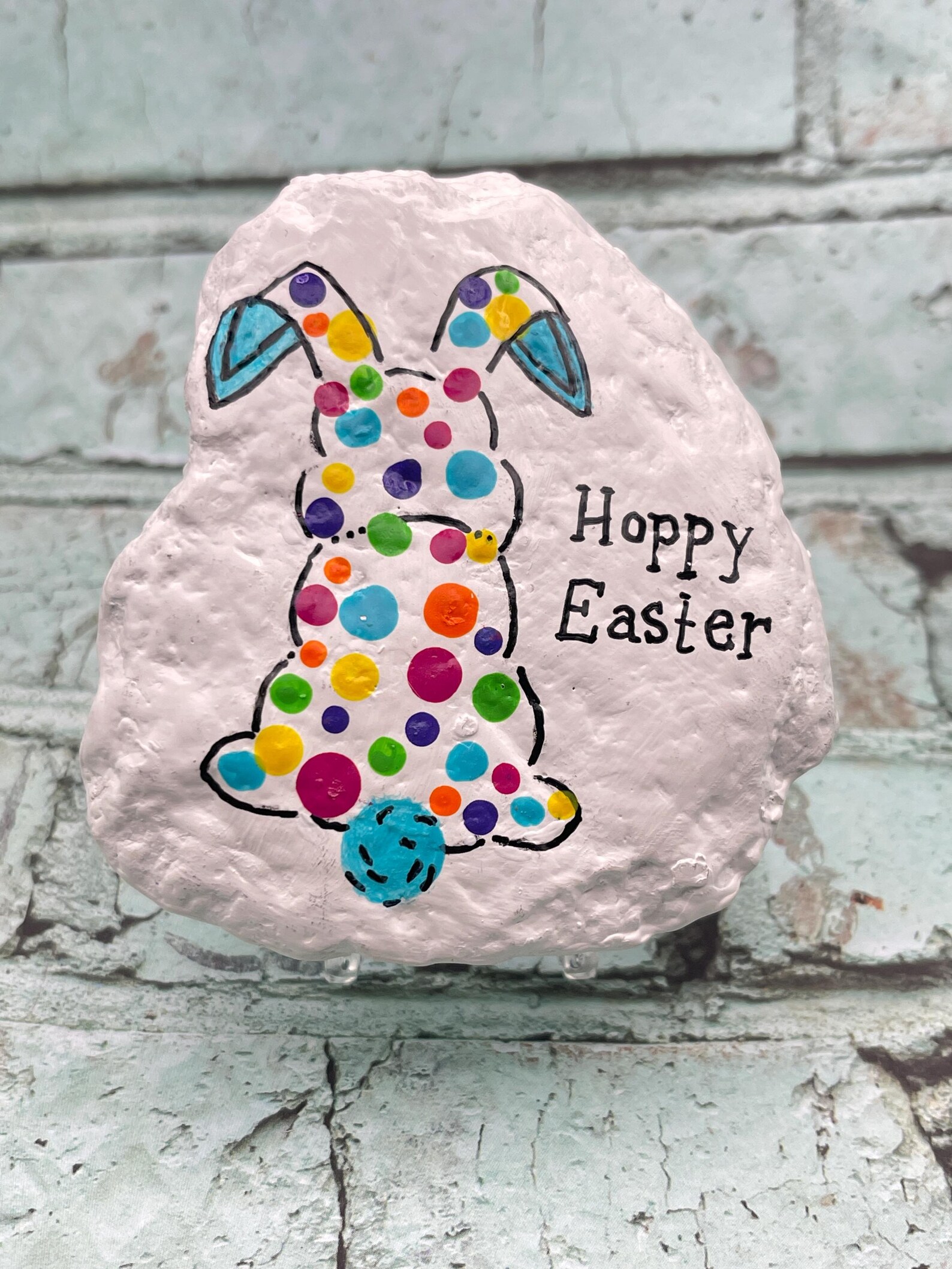 Bunny Butt Easter Painted Rock, Hoppy Easter Decor, Polka Dot Bunny ...