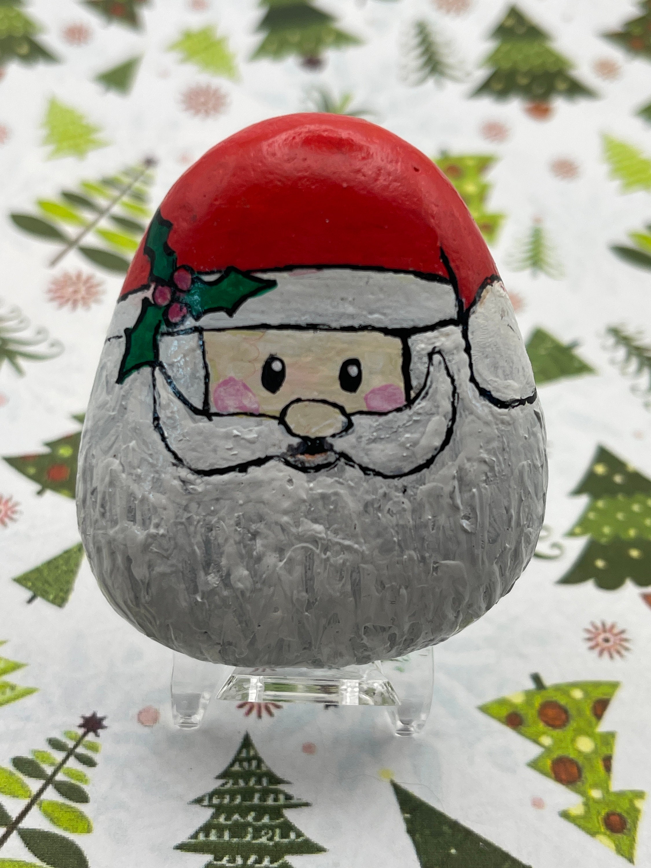 Cute Whimsical Santa Claus, Christmas Holiday, Painted Rock, Pebble Art ...