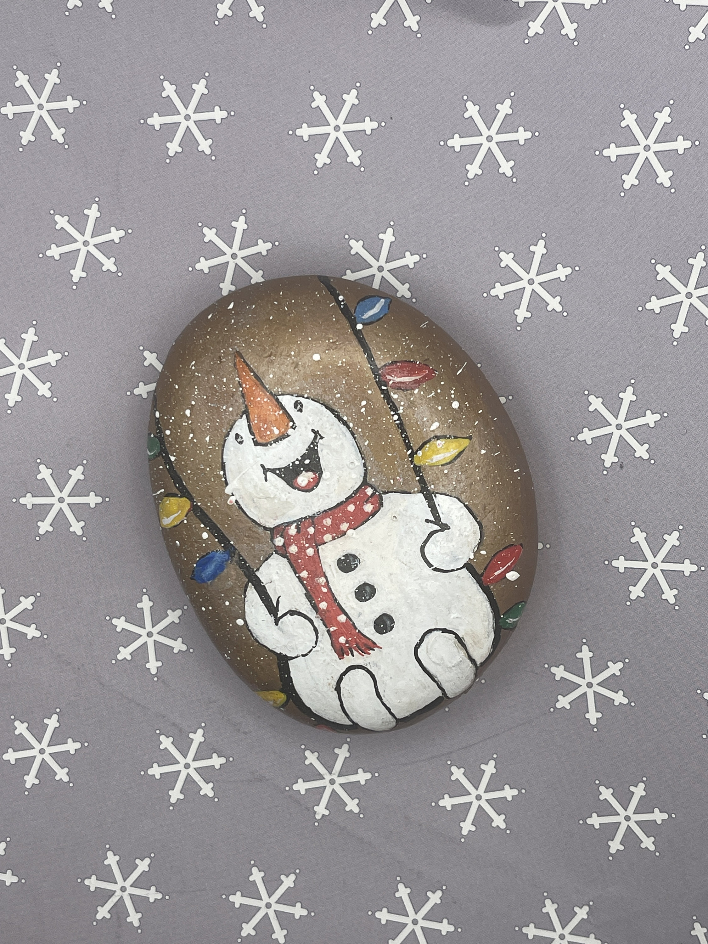 Whimsical Snowman on Christmas Light Swing in Snowfall, Christmas Gift ...