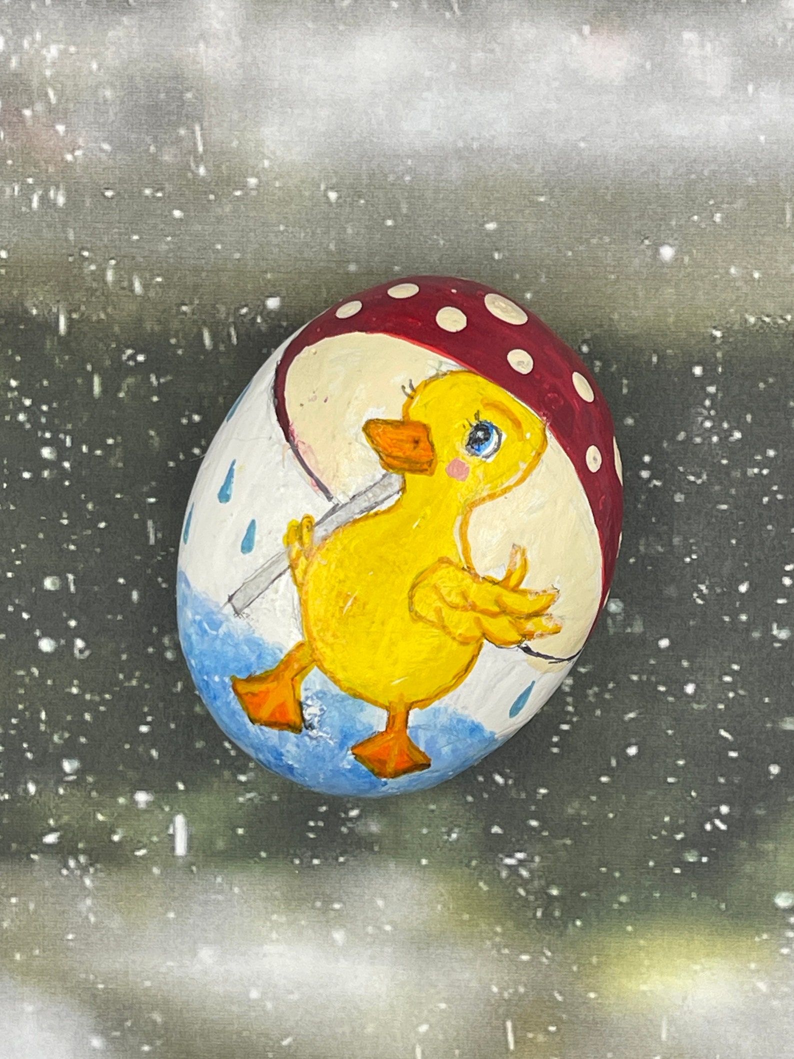 Duck Holding a Mushroom Umbrella, Spring Rain, Lovely Weather for a ...