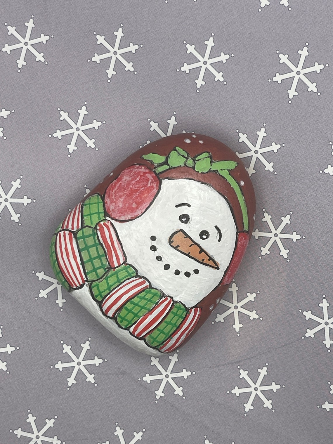 Winter Snowman With Earmuffs and Scarf Christmas Holiday - Etsy