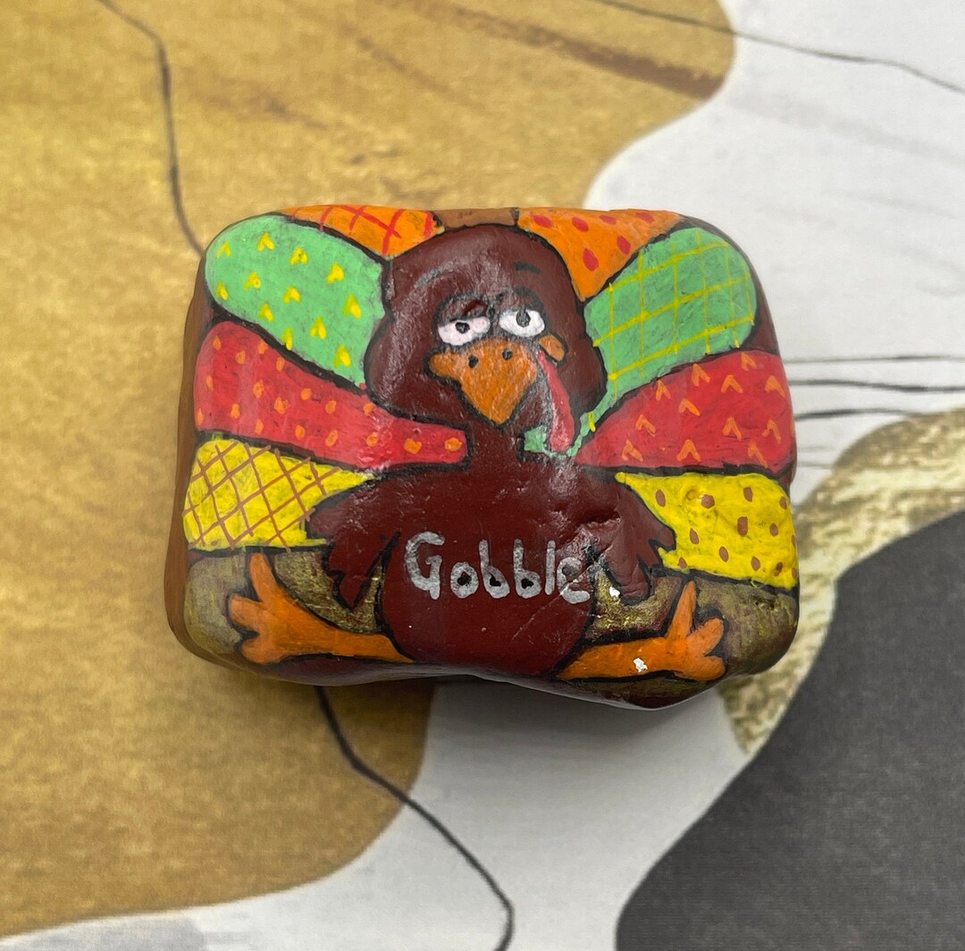 Thanksgiving Turkey Gobble, Fall Harvest Autumn Pebble Art ...