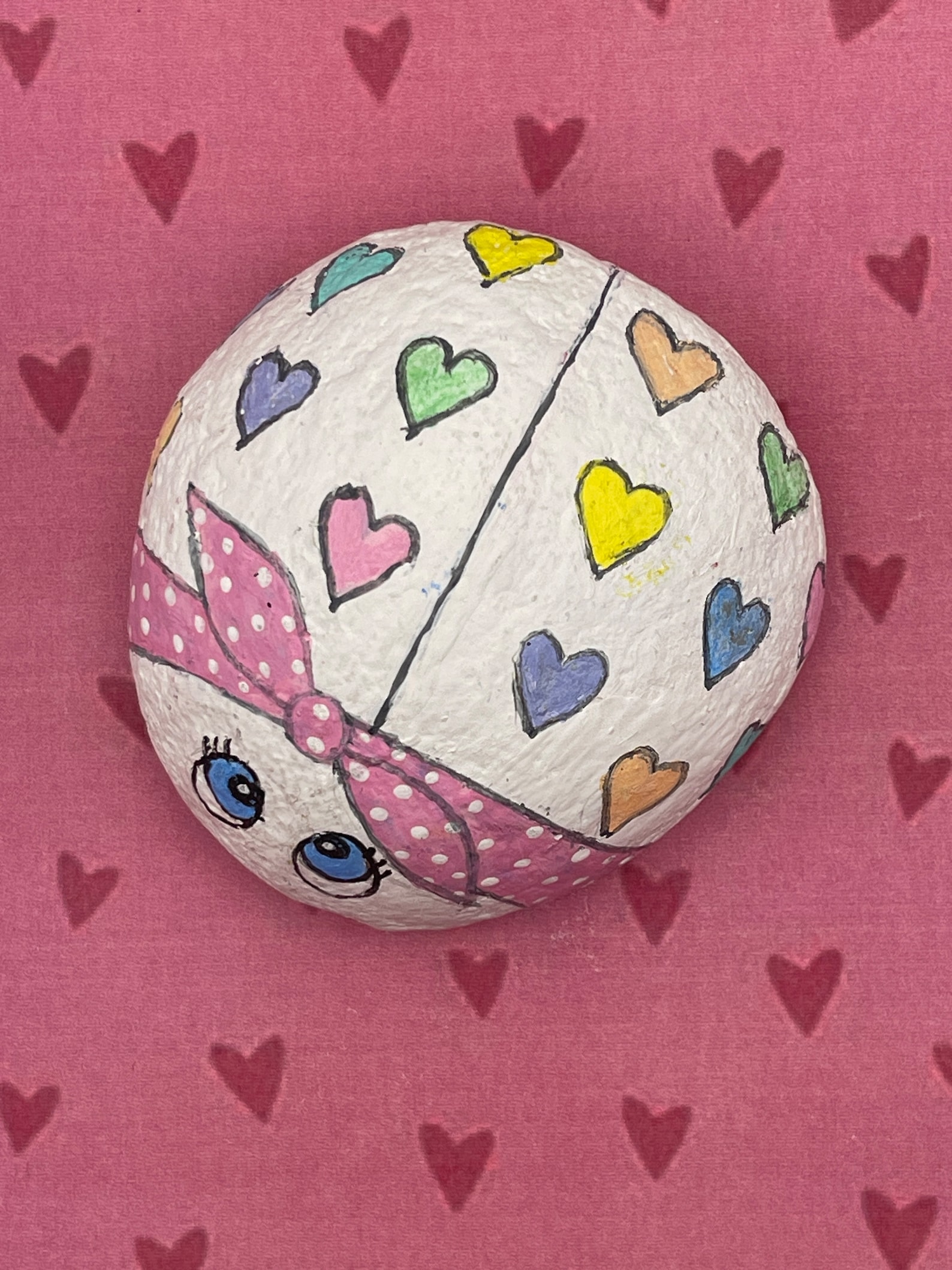 Pink Bandana Bug With Pastel Hearts, Valentine Gift, Painted Rock ...