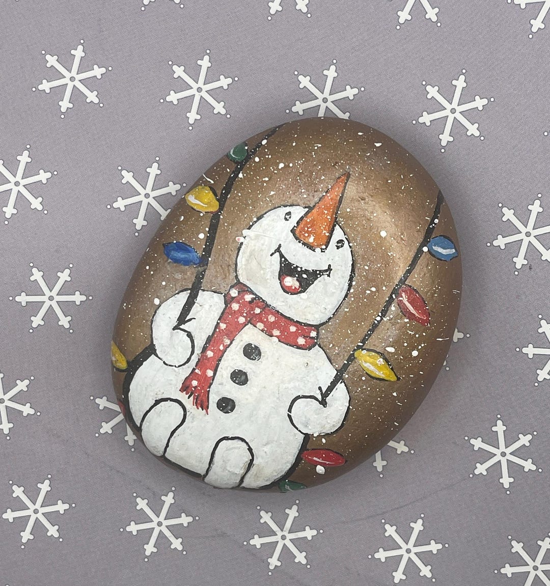 Whimsical Snowman on Christmas Light Swing in Snowfall, Christmas Gift ...